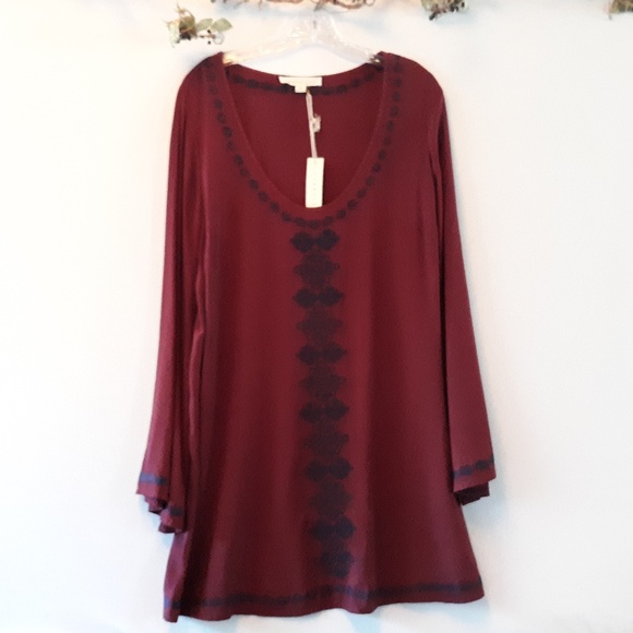 lovestitch | Tops | Lovestitch Dusty Maroon Tunic Wnavy Lacesz M | Poshmark